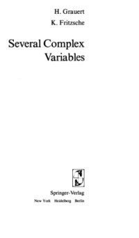 Several Complex Variables | Hans Grauert, Klaus Fritzsche | download on Z-Library