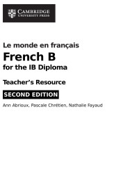 Le monde en français French B for the IB Diploma Coursebook | Ann ...