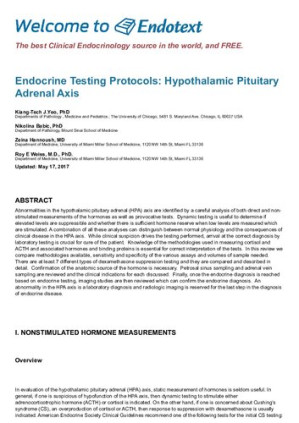 Endocrine Testing Protocols: Hypothalamic Pituitary Adrenal Axis - Anna ...