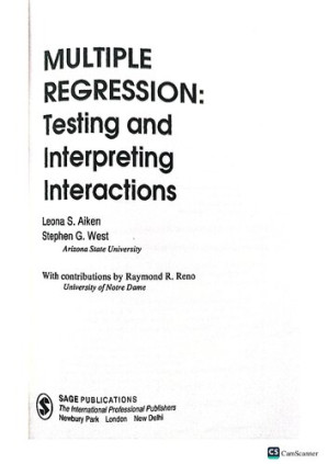 Multiple regression : testing and interpreting interactions - Anna’s ...