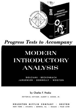 Progress tests to accompany Modern introductory analysis (Houghton ...