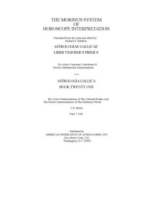 The Morinus System (Astrologia Gallica Book 21) - Anna’s Archive