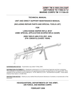 Technical Manual Long Range Sniper Rifle, M107, USMC Special ...
