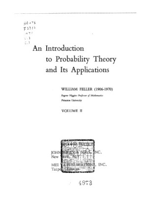 An Introduction To Probability Theory And Its Applications Vol II ...