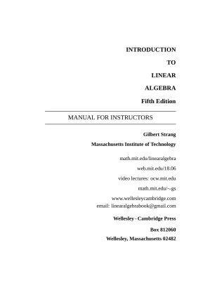 Gilbert Strang Solutions Manual for Introduction to Linear Algebra ...