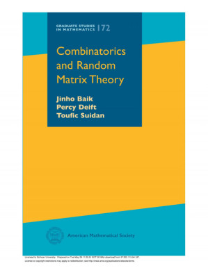 Combinatorics and Random Matrix Theory (Graduate Studies in Mathematics ...