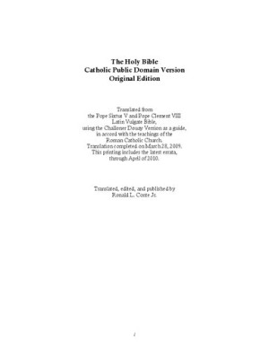 The Holy Bible Catholic Public Domain Version (CPDV) Original Version ...