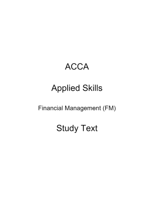 ACCA Financial Management (FM) Study Text | Kaplan Publishing ...