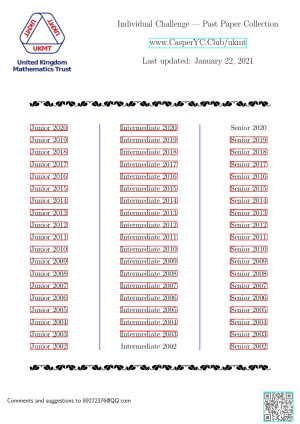 UKMT Mathematical Challenge Past Paper Collections - 2002-2020 ...