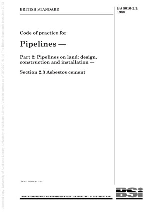 Code of practice for Pipelines — Part 2: Pipelines on land: design ...