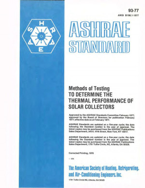 ASHRAE Standard 93-77 Methods of Testing TO DETERMINE THE THERMAL ...