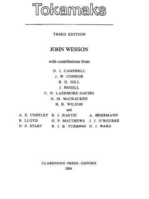 Tokamaks | John Wesson | download on Z-Library